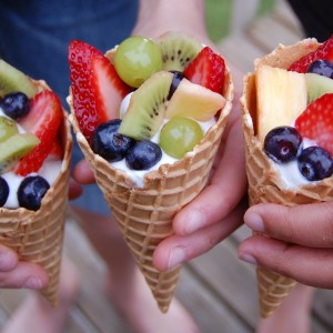 Fresh Fruit and Yogurt Cones | Cooking Mamas