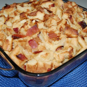 Waffle Bread Pudding with Bacon | Cooking Mamas